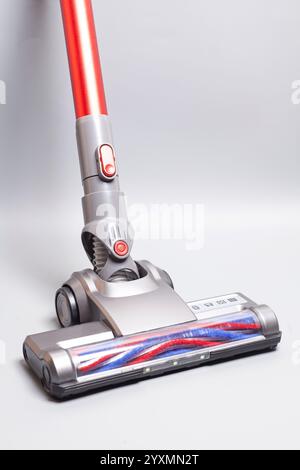 Gray new vacuum cleaner with battery perspective view isolated Stock ...