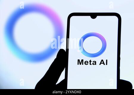 Meta AI logo on smartphone for Facebook Artificial Intelligence Stock ...