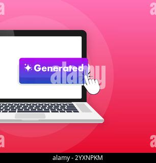 Cursor clicking generated button on laptop screen with modern pink ...