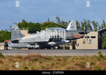 A KA-1P attack aircraft of the Peruvian Air Force just after take-off ...
