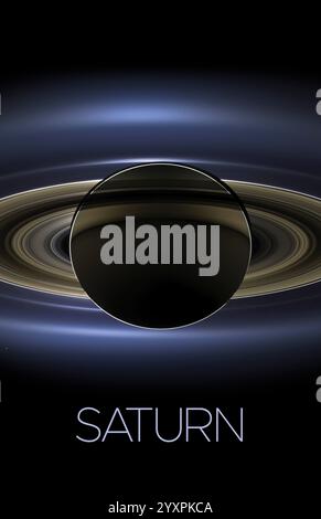Solar system poster of Saturn Stock Photo - Alamy