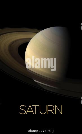 Solar system poster of Saturn Stock Photo - Alamy