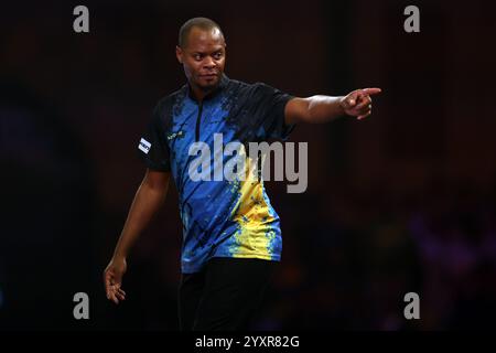 Jeffrey de Graaf reacts during his match against Michael van Gerwen ...