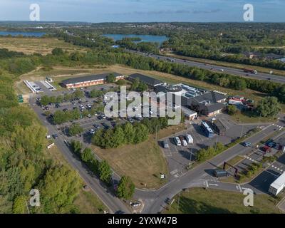 Aerial view of Moto Reading M4 Eastbound service station Burghfield, UK ...