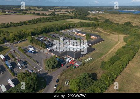 Aerial view of Moto Reading M4 Westbound service station Burghfield, UK ...