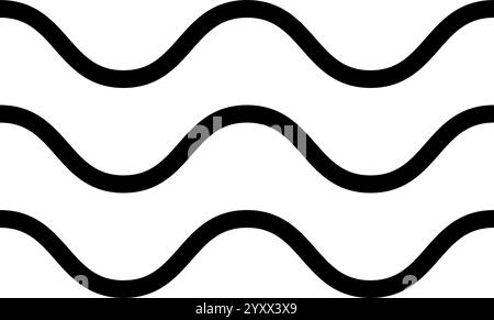 Waves icon. Water symbol. Undulated parallel horizontal black lines ...
