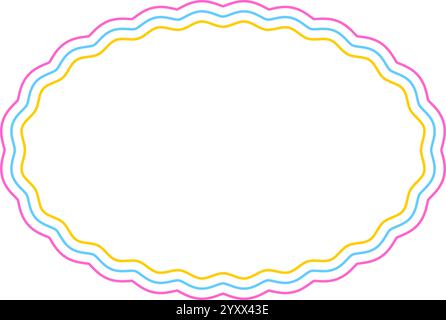 Oval frame with wavy edges. Geometric shape with scallop borders. Blank ...