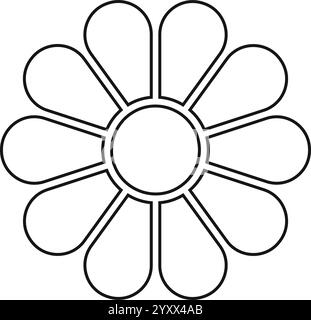 Flower diagram divided into 8 equal segments. Floral pie chart with ...