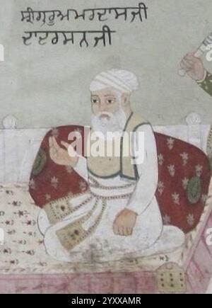 Detail of a mural depicting Guru Ram Das from the Bhai Bahlo Darwaza of ...
