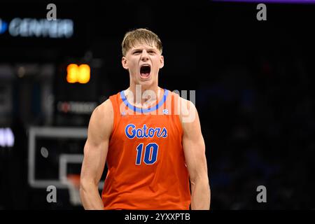Florida forward Thomas Haugh celebrates after their win against the ...
