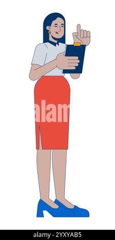 Middle eastern woman event coordinator clipboard planning black and ...