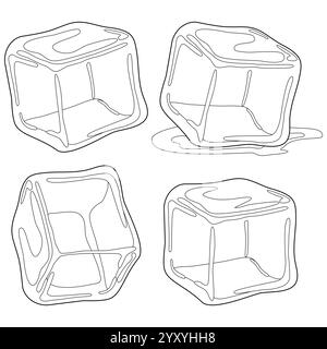 Ice Cubes for Drink on White Background. Blue Solid Crystal Set ...