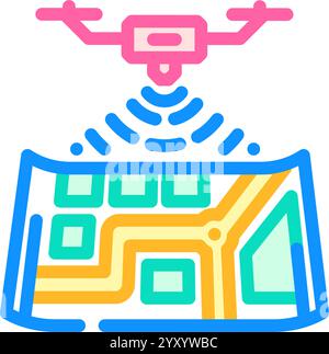 airspace map unmanned aerial vehicle line icon vector illustration ...