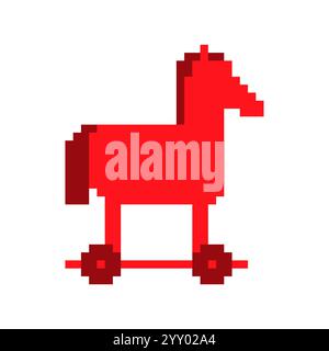 Trojan horse virus Red pixel art isolated. 8 bit Vector illustration ...