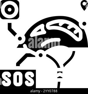 smart helmet wearable glyph icon vector illustration Stock Vector Image ...