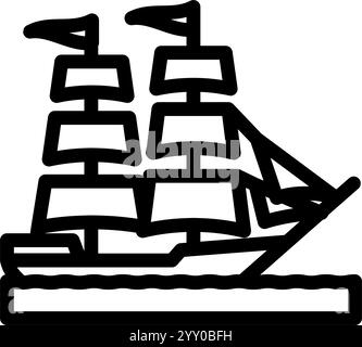 brigantine ancient ship line icon vector illustration Stock Vector ...