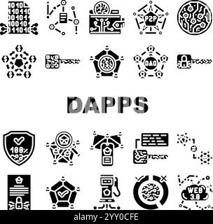 decentralized applications dapps icons set vector Stock Vector Image ...