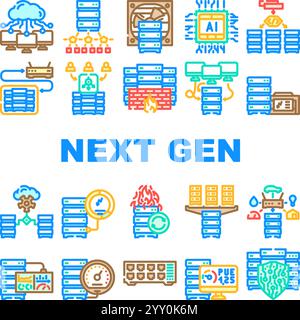 next gen data center virtual icons set vector Stock Vector Image & Art ...