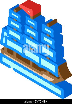 bireme ancient ship isometric icon vector illustration Stock Vector ...