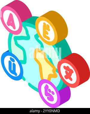 multilingual globe natural language processing nlp line icon vector ...