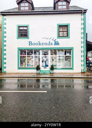 vertical view of the Bookends, secondhand bookshop on a wet day with ...