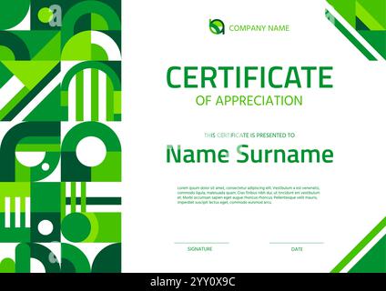Environment ecology theme, certificate of appreciation template with ...