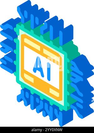 ai optimization chip data center color icon vector illustration Stock ...