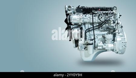 Modern engine on gray background Stock Photo - Alamy