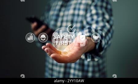 Safety first and work safety concept. Work safety concept, Concept ...