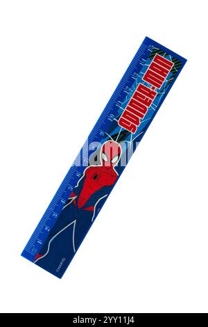 One blue plastic ruler isolated on white Stock Photo - Alamy