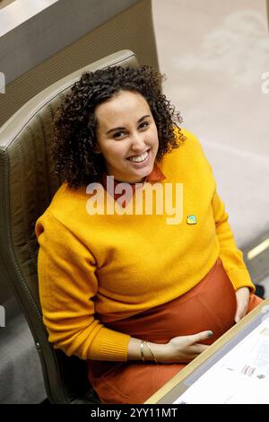 Nadia Naji Groen at the Flemish parliament plenary meeting in Brussels ...