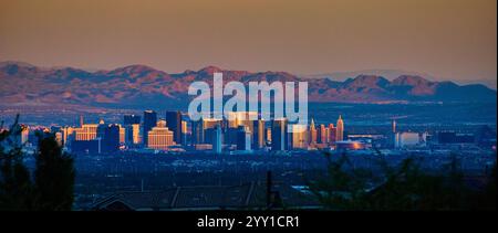 A view of the Las Vegas skyline from a sheltered outlook, framed by the ...
