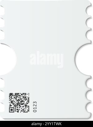 Blank white ticket with qr code and number waiting to be filled ...