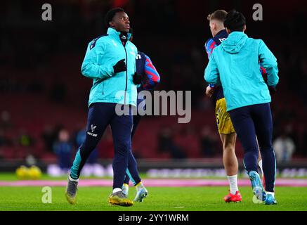 Crystal Palace's Eddie Nketiah (left) and Stockport County's Kyle ...