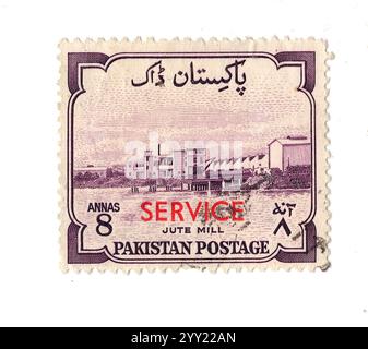 A vintage postage stamp from Pakistan isolated on a white background ...