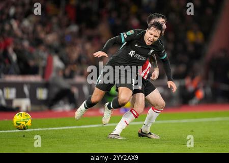 Liverpool's Federico Chiesa (left) and Southampton's Ryan Manning ...