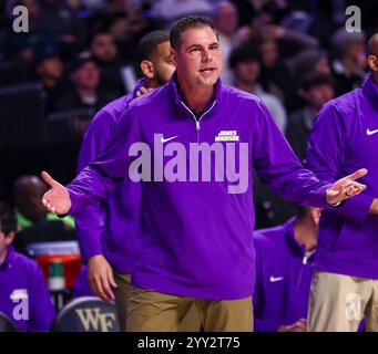 James Madison head coach Preston Spradlin directs his team during the ...