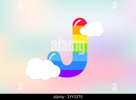 Letter Rainbow patterns design, abstract rainbow letter for kids, love ...