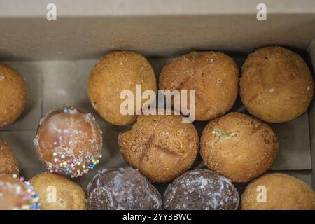 Set of mini size bite size donuts snack Stock Photo - Alamy