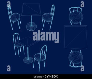 Vector isometric kitchen interior - wireframe illustration Stock Vector ...