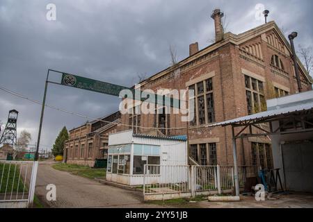 Old mining facility and main entrance to Rudnik Soko, brown coal and ...