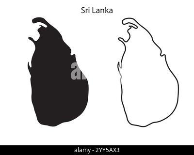 Map of Sri Lanka - outline. Silhouette of Sri Lanka map vector ...