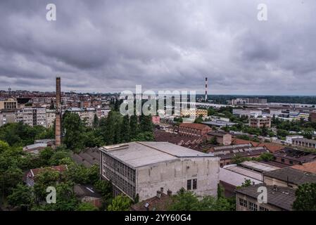 Beautiful rooftop view of Belgrade city residential area architecture ...