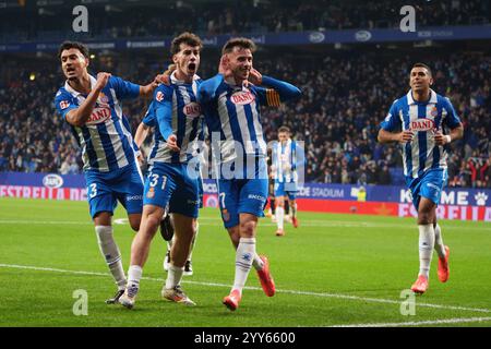 Javi Puado of RCD Espanyol celebrates after scoring goal during the ...