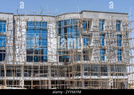 Construction site in Ethiopia with typical african scaffolding Stock ...