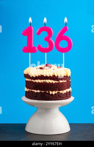 Birthday candle number 136 - Invitation card with balloons in colors of ...