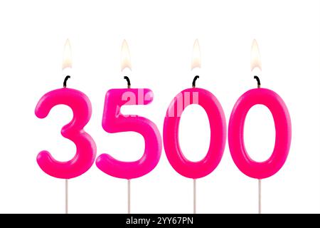 Candles forming the number 3500 - white background Stock Photo - Alamy
