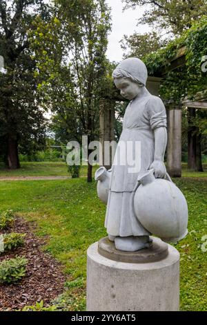 Statue of girl carrying pitchers, East German Rose Garden, Forst ...