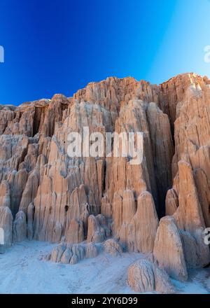 Photograph of eroded clay soils at Cathedral Gorge State Park during a ...