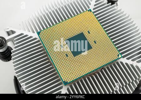 Pin side of a CPU processor mounted on a cooler Stock Photo - Alamy